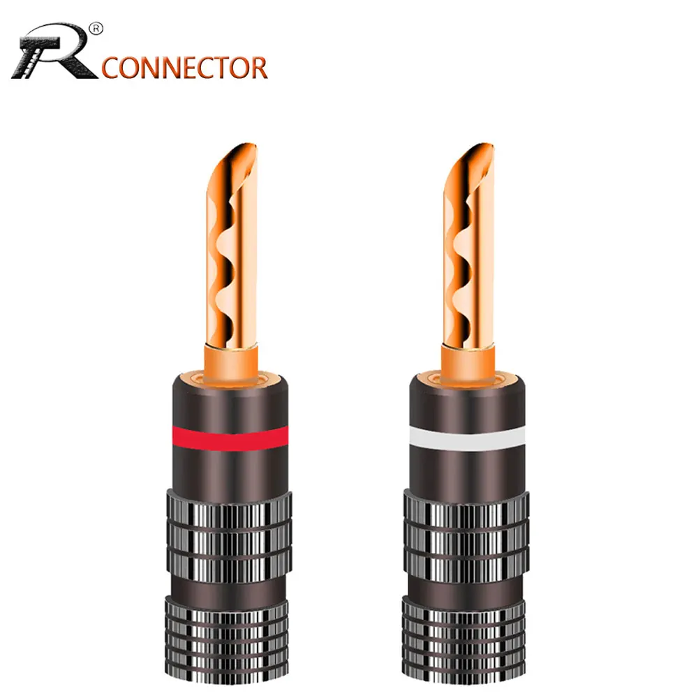 Russian hotsale 2 pairs black&red Banana plug 24K Gold Plated Copper ...