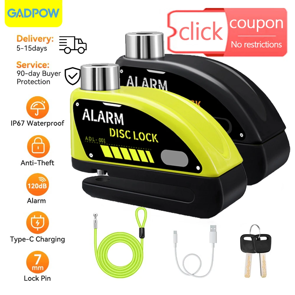 Gadpow-Motorcycle-Disc-Lock-Bike-Wheel-Padlock-Motorcycle-Alarm ...
