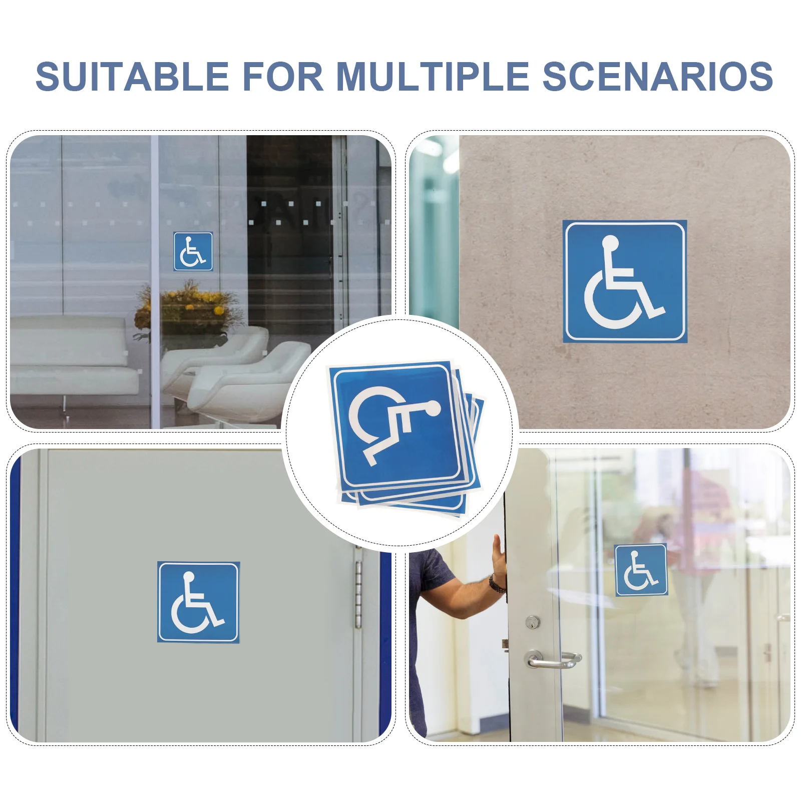 4 Sheets Disabled Wheelchair Sign Stickers Self Adhesive Disabled ...