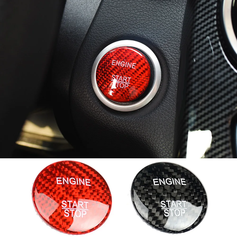 Carbon Fiber Car Engine Start Stop Button Decorative Sticker Cover For ...