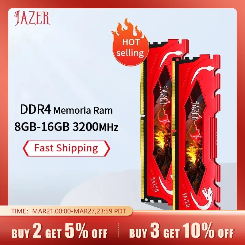 JAZER Desktop Memory DDR4 16GB 8GB 3200MHz New Dimm Memoria Rams PC4 ...
