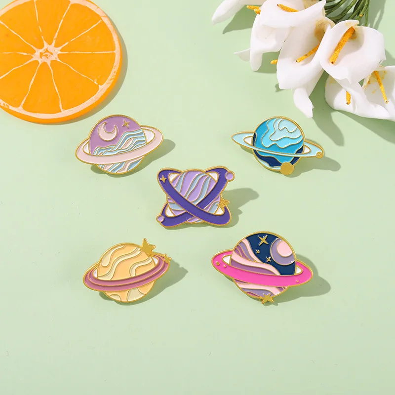 Colorful-Planet-Brooch-Cosmic-Stars-Metal-Badge-Pin-Scarf-Clasp-Clothes ...