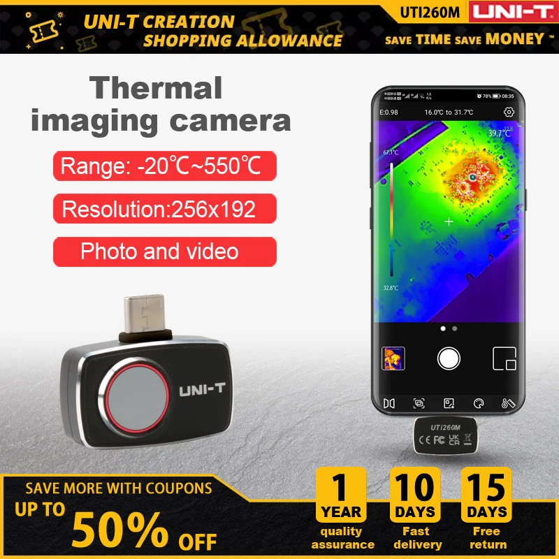 Uni-t Uti260m Mobile Thermal Camera For Android Phone 256x192 25hz ...