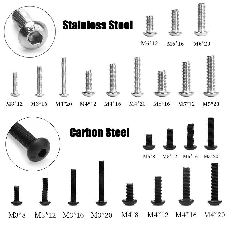 10-50pcs-M2-M3-M4-M5-M6-Stainless-Steel-Carbon-Steel-Hexagon-Hex-Socket ...