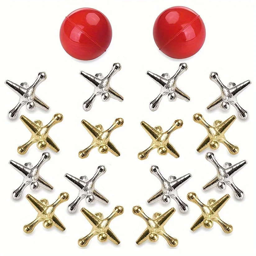 Classic-Metal-Jacks-Set-with-2-Balls-18pc-Retro-Game-Durable-Enhances ...