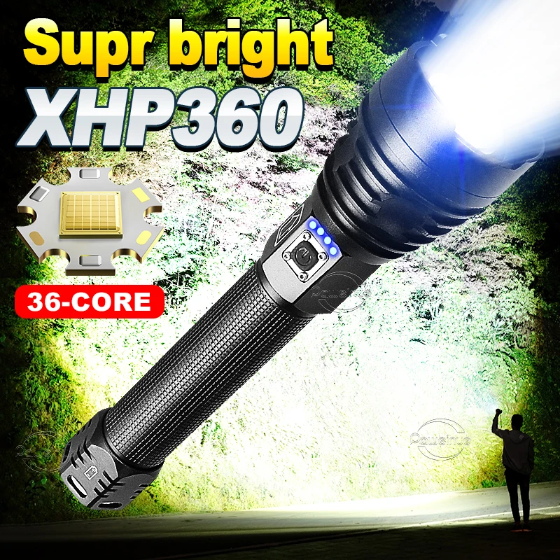 Super-36-Core-LED-XHP360-High-Power-Led-Flashlight-Rechargeable ...