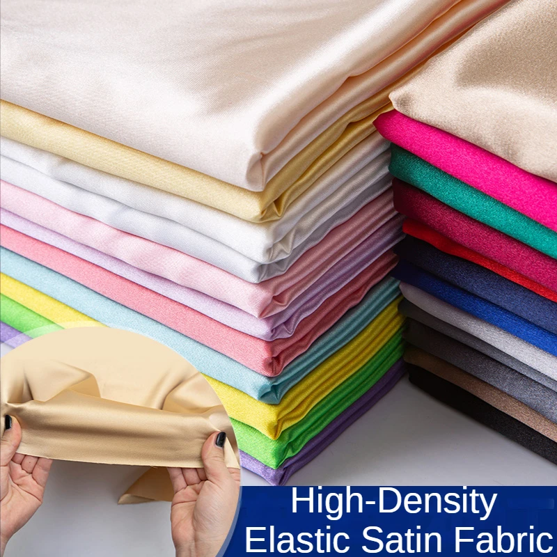 Stretch-Satin-Fabric-By-The-Meter-for-Dresses-Clothing-Diy-Sewing-Plain ...