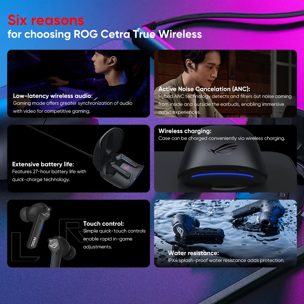 Original ASUS ROG Cetra True Wireless Gaming Headphone ANC Noise ...