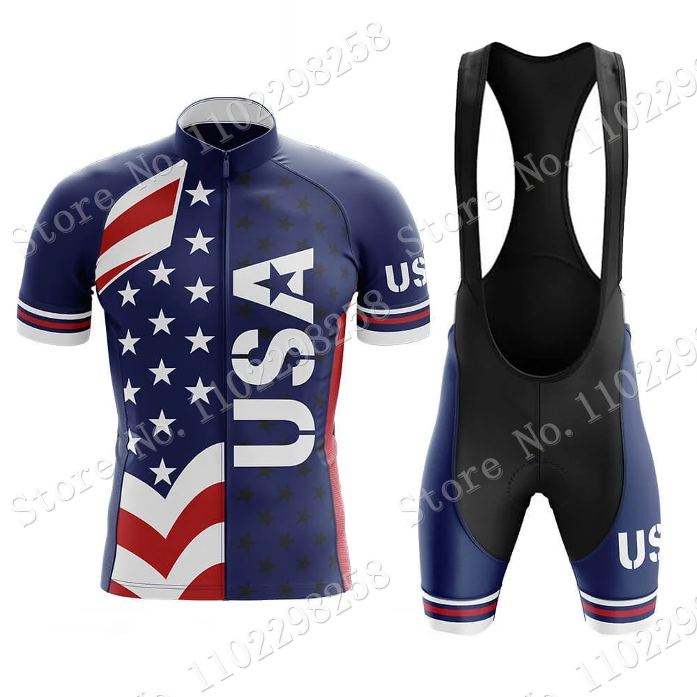 2024 USA Team National Cycling Jersey Set Blue Short Cycling Clothing ...