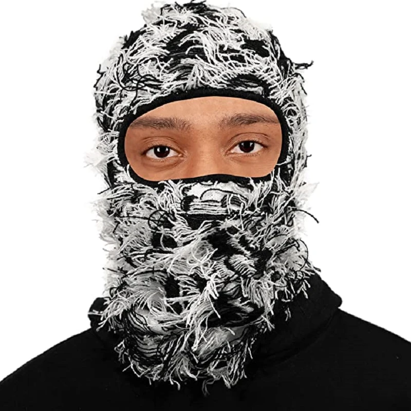 Balaclava Distressed Knitted Full Face Ski Mask Winter Windproof Neck ...