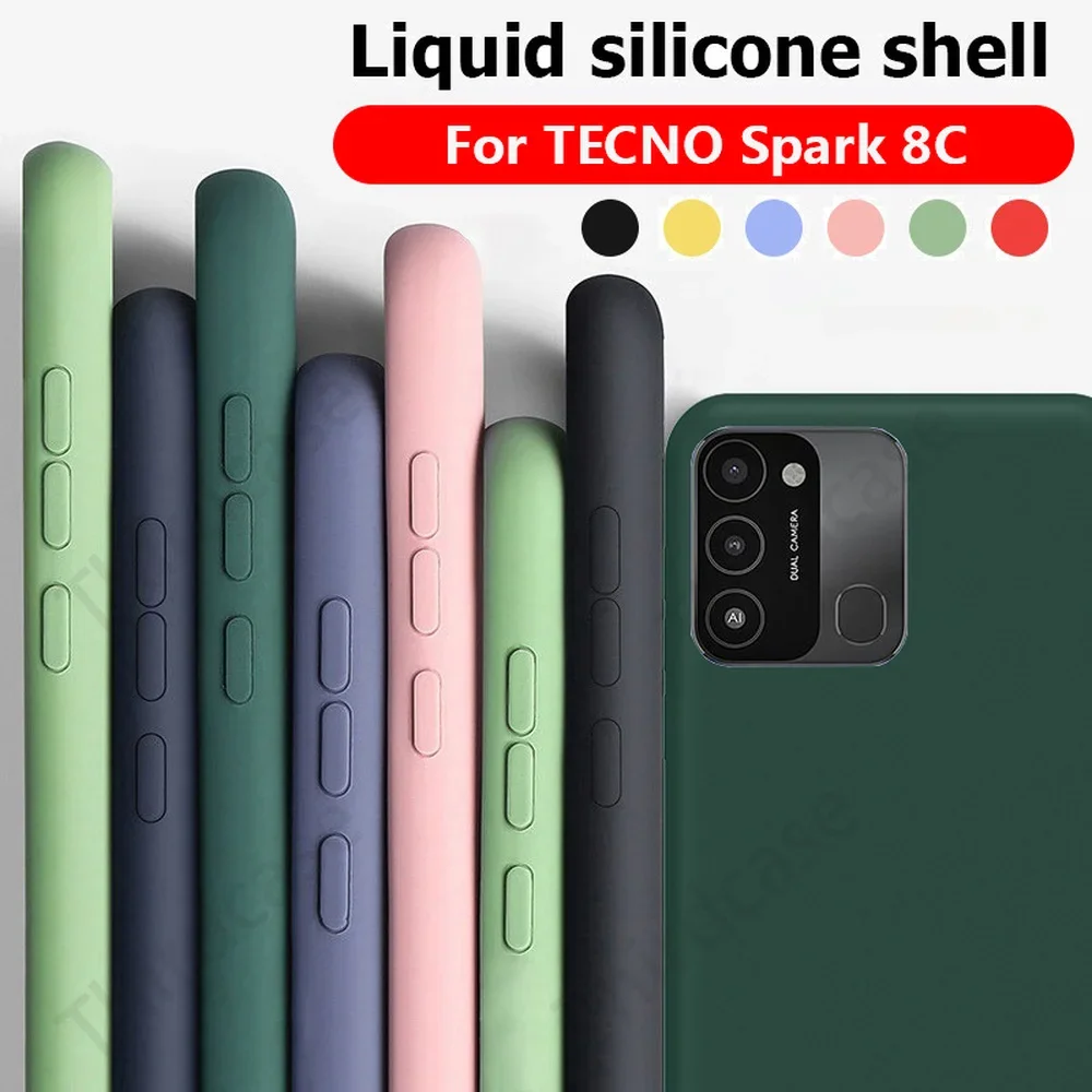 Original-Liquid-Silicone-Soft-Cover-Case-para-TECNO-Spark-10C-8C-8-P-7T ...