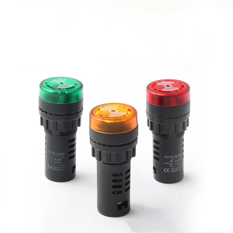 Buzzer 22mm Flash LED Alarm Indicator Light Signal Lamp Flashmetal ...