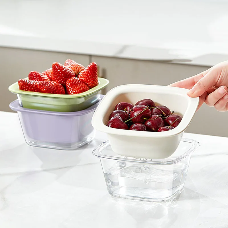 2PCS-Vegetable-Washing-Basin-Multifunctional-Dust-Cover-Suspended-Fruit ...