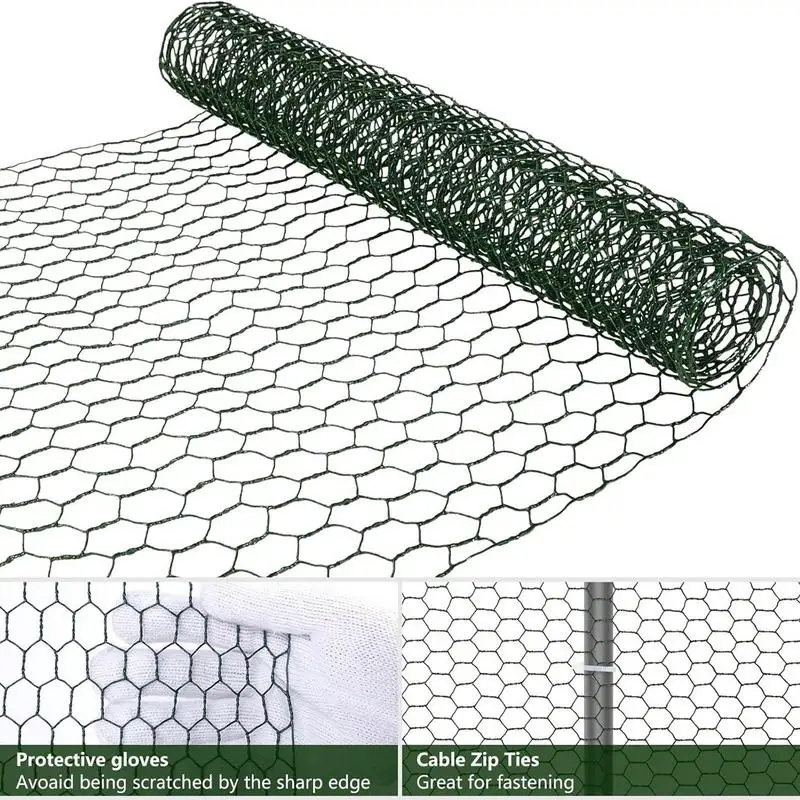 Garden-Fence-Galvanized-Hexagonal-Mesh-Green-Chicken-Wire-For-Flower ...