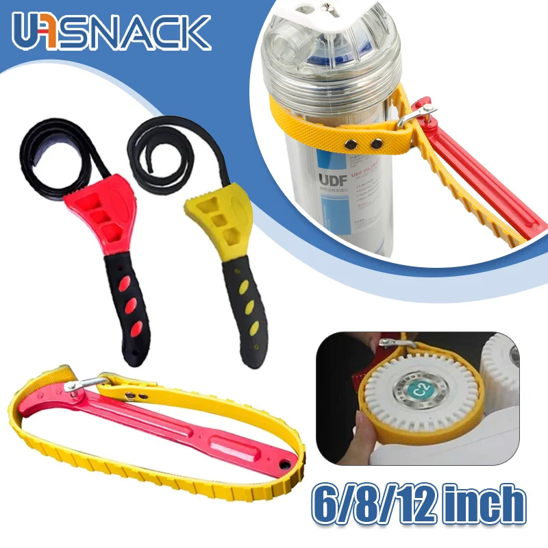 6-8-12inch-Belt-Wrench-Adjustable-Oil-Filter-Puller-Strap-SpannerChain ...