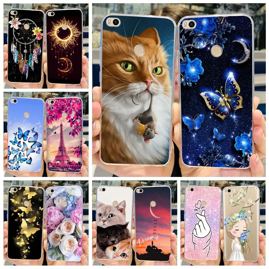 For Xiaomi Max 2 Case Cute Cat Butterfly Painted Cover Clear Silicone ...