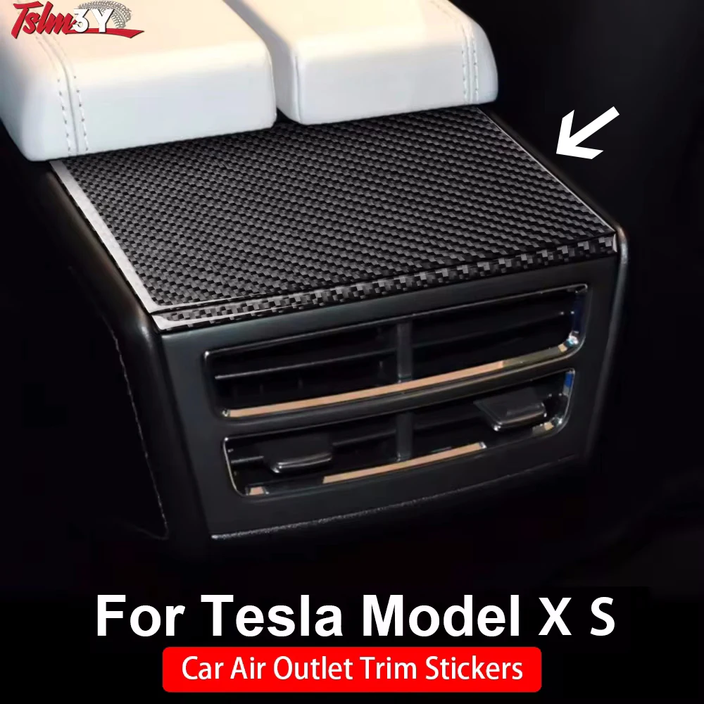 Carbon-fiber-for-Tesla-Model-X-Car-Interior-Rear-Air-Outlet-Cover-Back ...