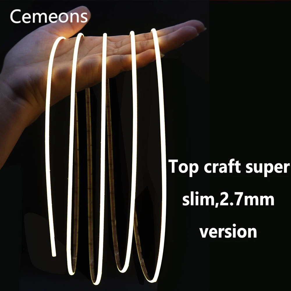 Superfine 2.7mm COB LED Strip 480 LEDs Soft Flexible 12V 3000K 4000K ...