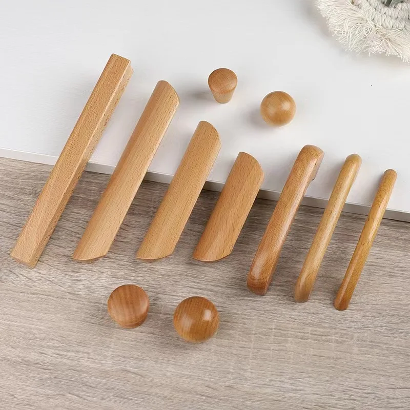 Natural Wood Furniture Handle Kitchen Cabinet Door Handles Drawer Pulls ...