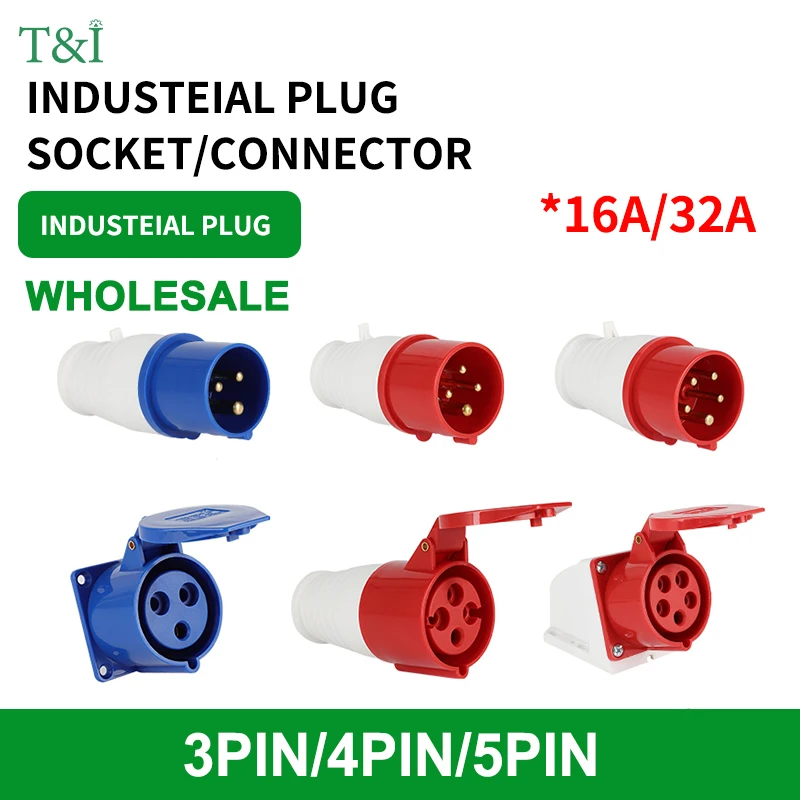 Industrial Plug And Socket Waterproof Connector 3pin 4pin 5pin 16a/32a ...