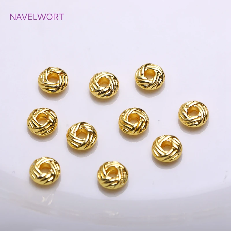Trendy-14K-Gold-Plated-Brass-Metal-6mm-Beads-Weave-Texture-Round-Spacer ...
