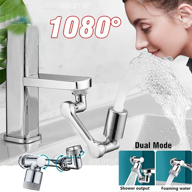 3-axis Robotic Arm Dual Mode 1080° Rotatable Faucet Anti-splash Aerator ...