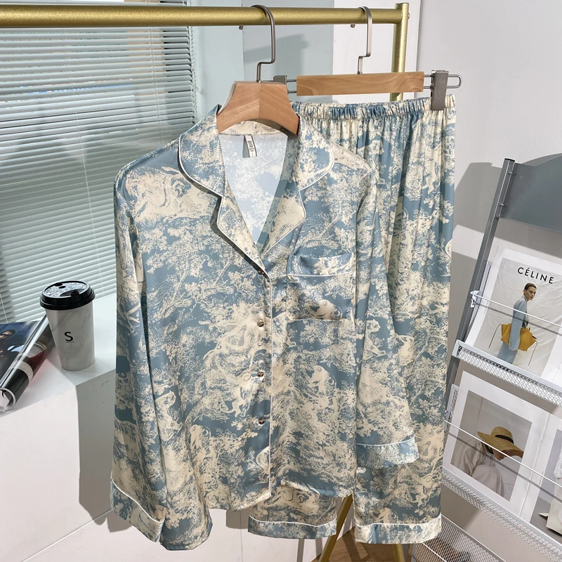 French-High-end-Long-sleeved-Pajamas-Women-Summer-New-Loose-Pyjamas ...