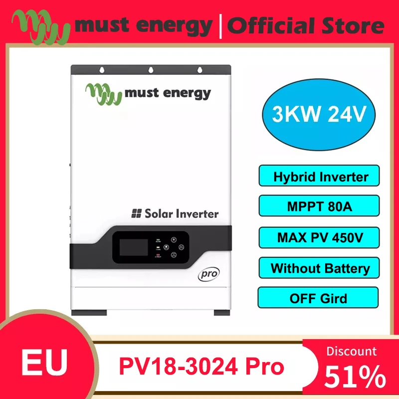MUST Energy inversor Solar doméstico híbrido PV1800 Pro, dispositivo de ...