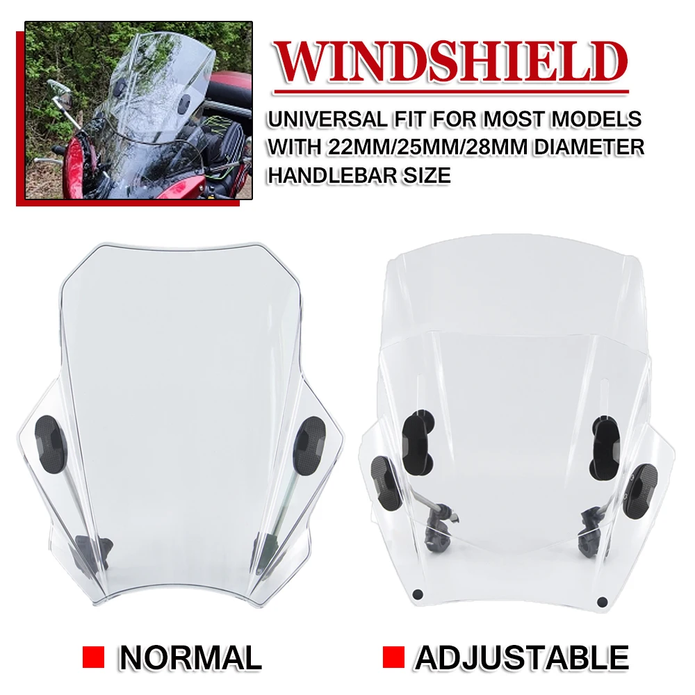Universal-Adjustable-Windscreen-22MM-25MM-28MM-Handlebar-Windshield-For ...
