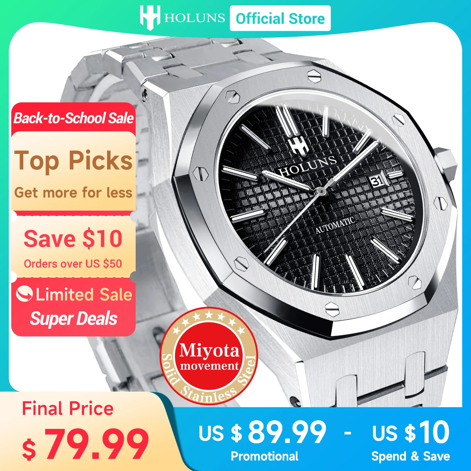 Stainless Steel Watches | Holuns Automatic Watch | 42mm Watch Men ...