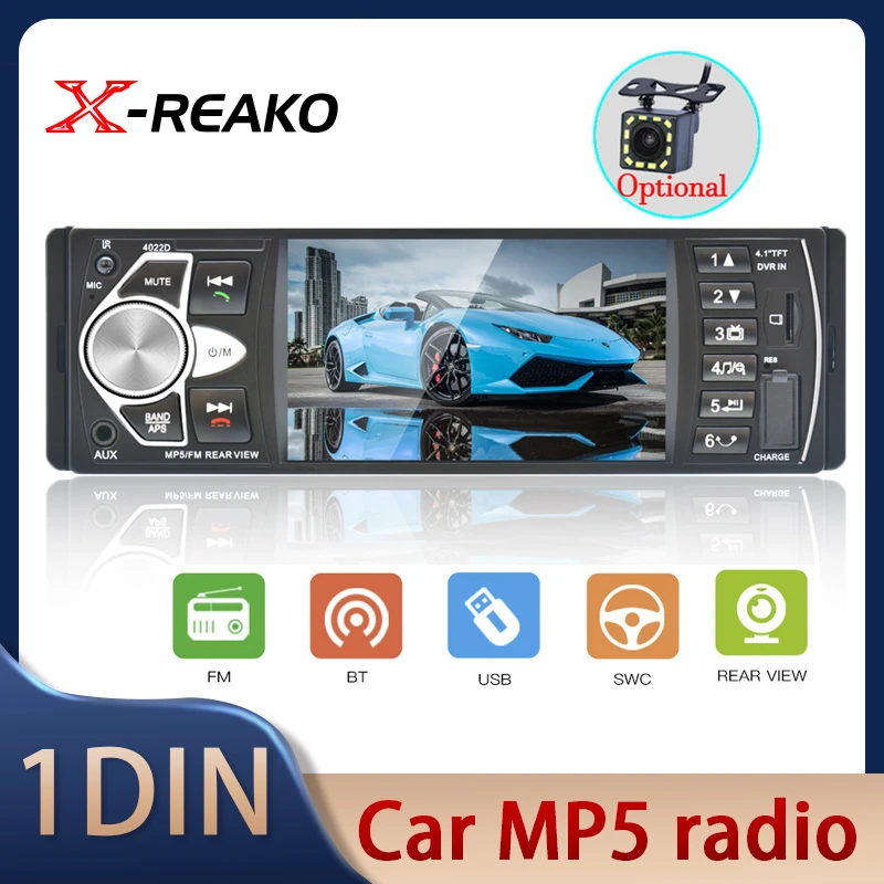 X-reako Autoradio 4.1 '' Car Radio 1din Audio Stereo Fm Bt Steering ...