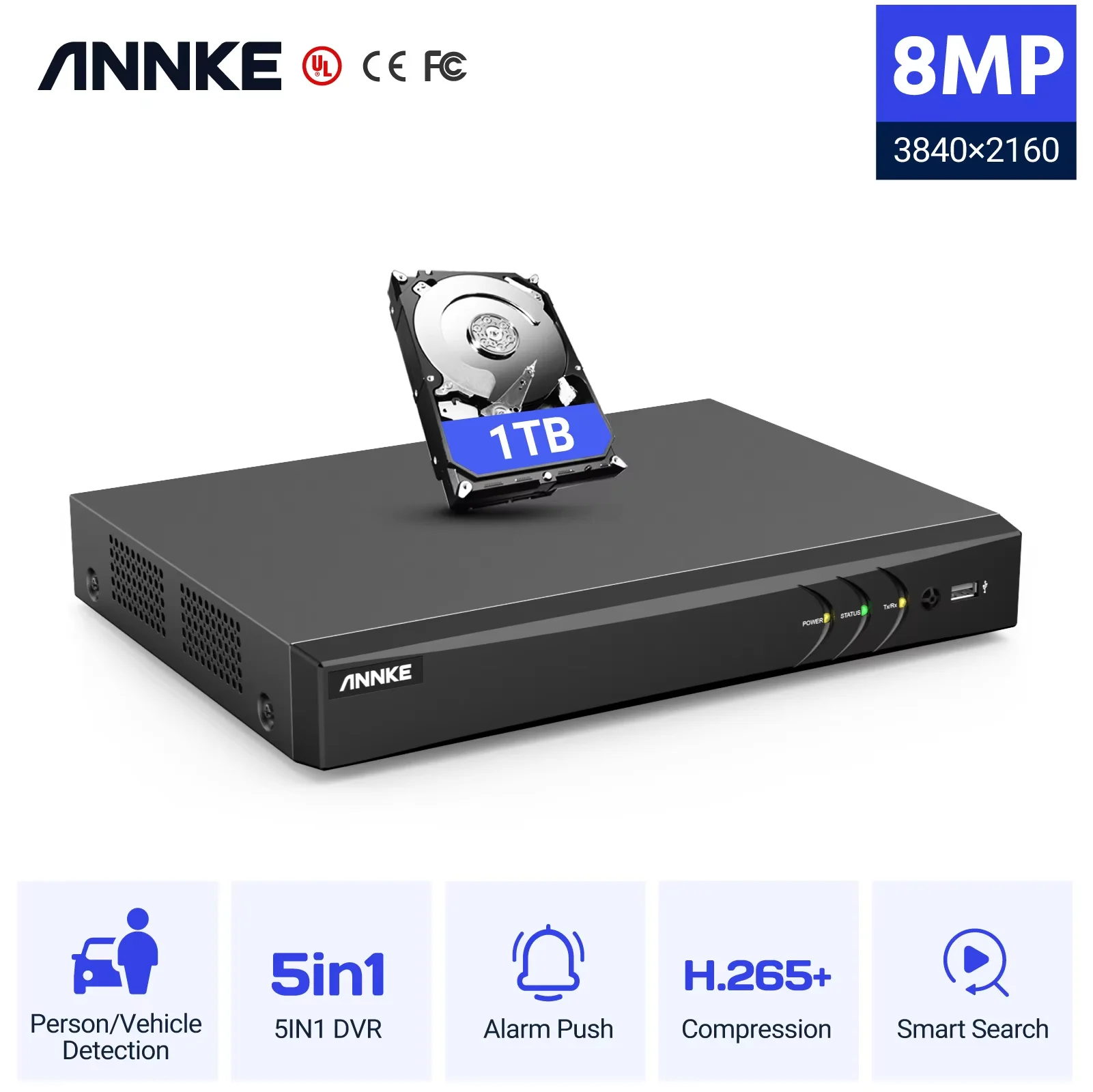 ANNKE H.265+ 4K DVR Ultra HD 5-in-1 8MP Surveillance DVR Output Video ...