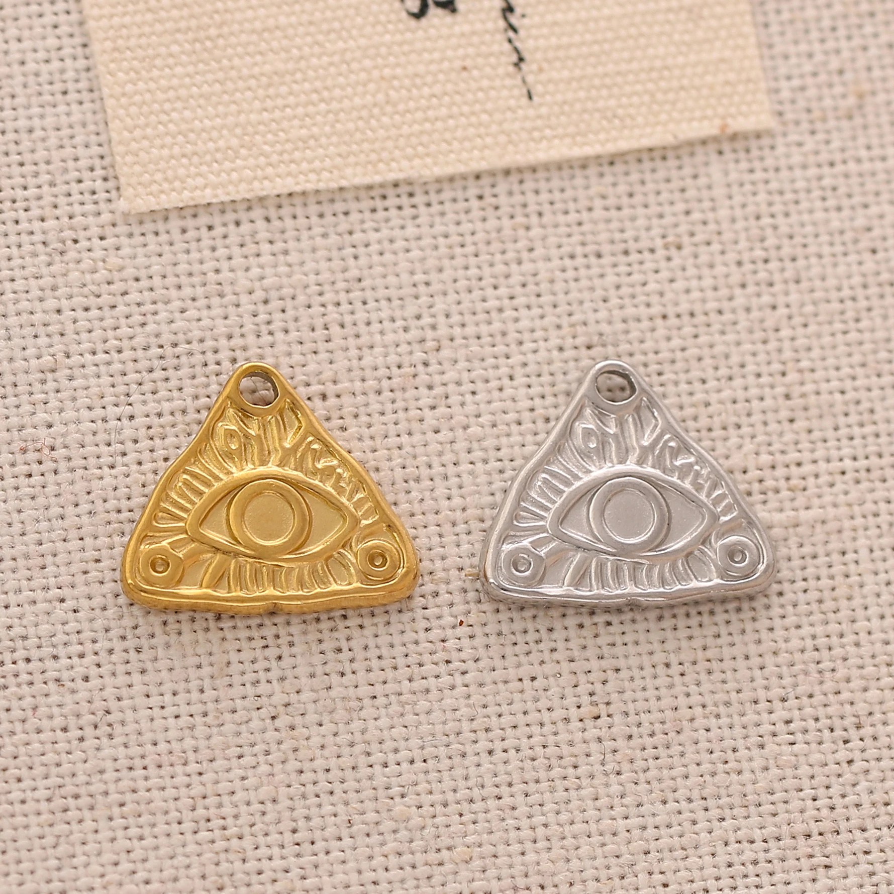 3Pcs-Stainless-Steel-Devil-Eye-Charms-Triangle-Embossed-Evil-Eye-Amulet ...