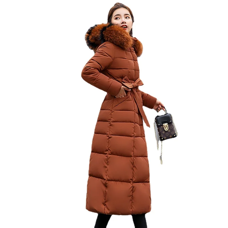 Winter-Fashion-Women-Cotton-Coat-Long-Wool-Collar-Cotton-Coat-Thickened ...