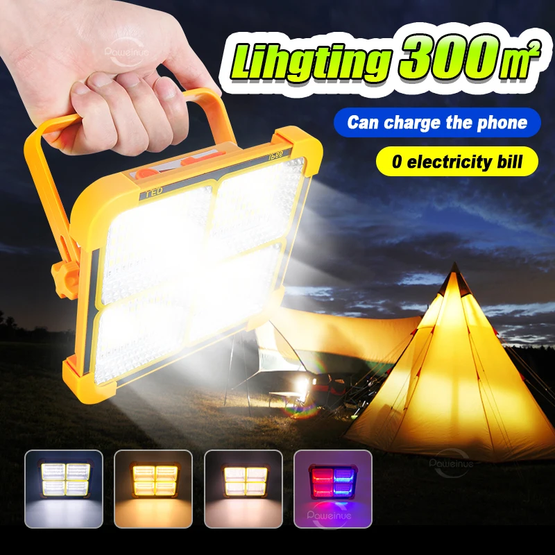 Super-Bright-Solar-264-LED-Light-USB-Rechargeable-Portable-Flood-Lamps ...