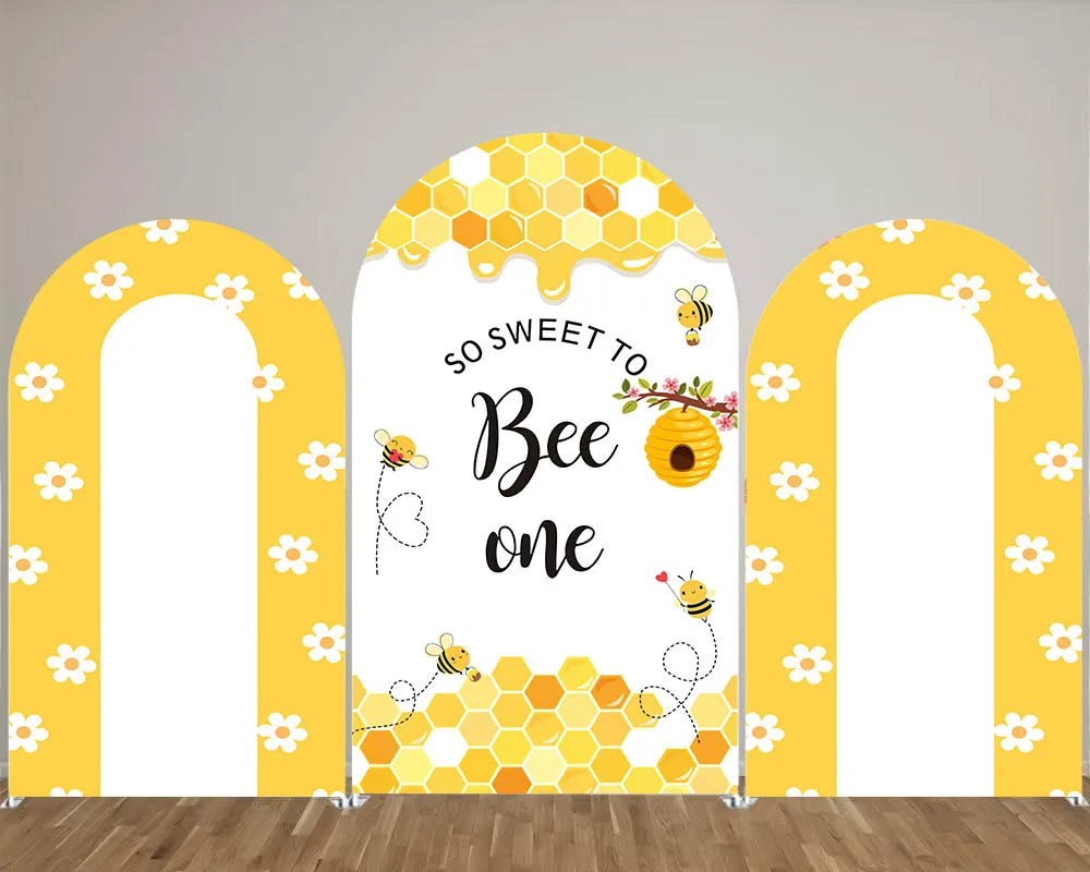 Mehofond Bee Honey Arch Backdrop Cover Kids One Birthday Baby Shower ...