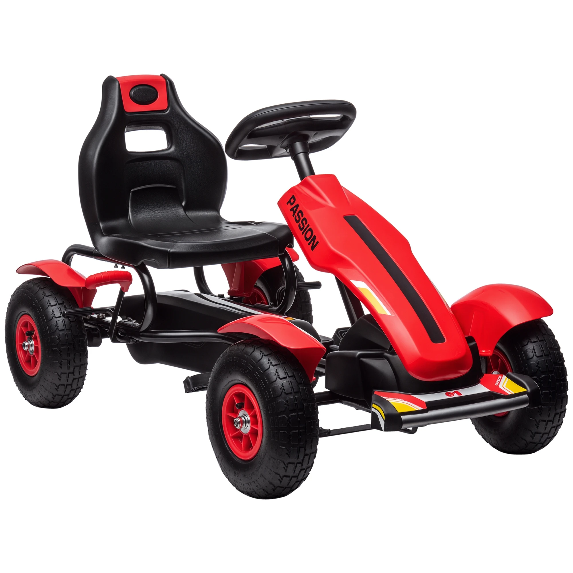 Homcom Pedal Go Kart for Children with Adjustable Seat Rubber Tires ...