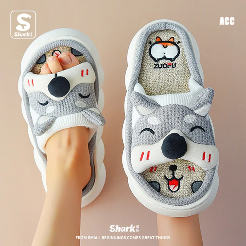 Breathable-Linen-Slippers-Women-Cute-Squirrel-Home-Platform-Shoes ...