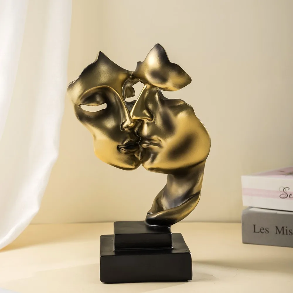 Nordic Mask Abstract Statue Golden Figurine Decor - Touch of Decor
