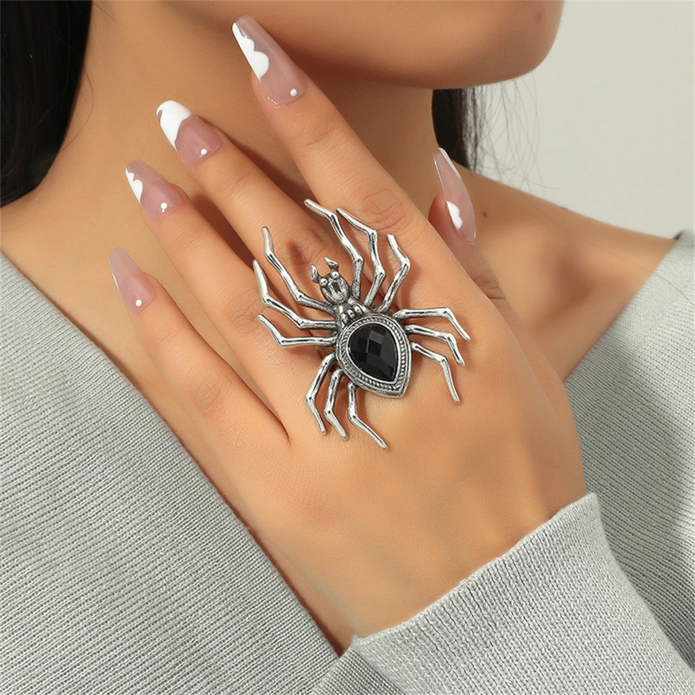 Punk-Gothic-Style-Spider-Animal-Ring-For-Women-Men-Simulation-Pearl ...