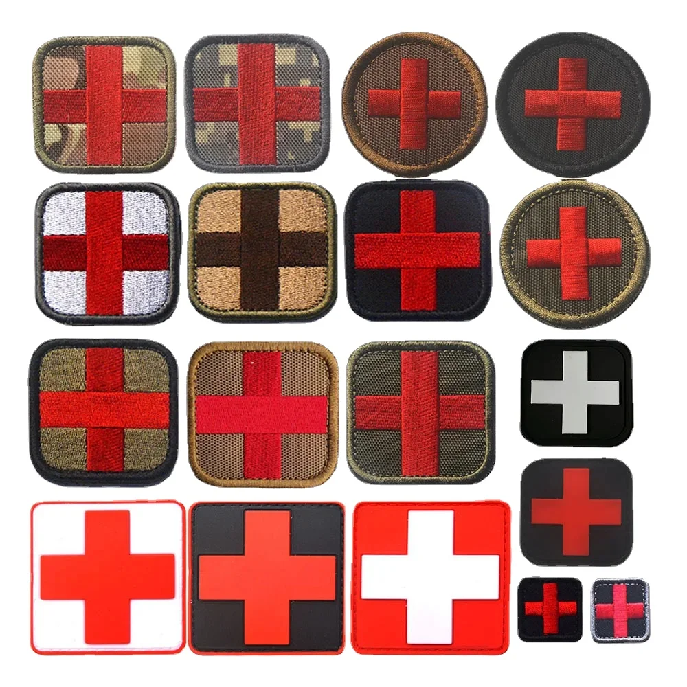 Red-Cross-PVC-Badge-Medical-First-Aid-Rubber-Patches-Battlefield-Rescue ...