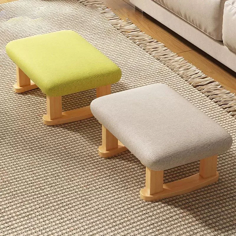 Creative-Household-Low-Stool-Small-Stool-Solid-Wood-PU-Stool-Living ...