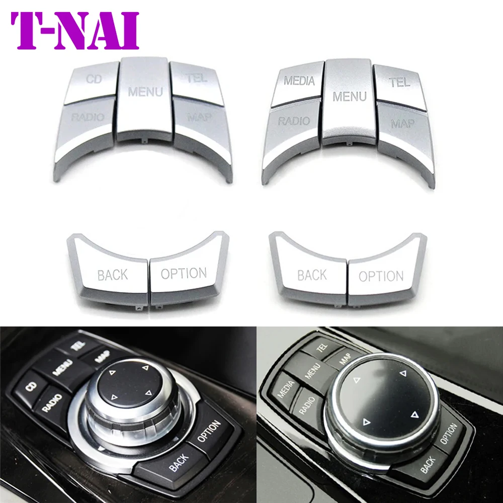 Silver-CIC-IDrive-Multimedia-Control-Button-Cover-Keys-Cap-For-BMW-1-2 ...