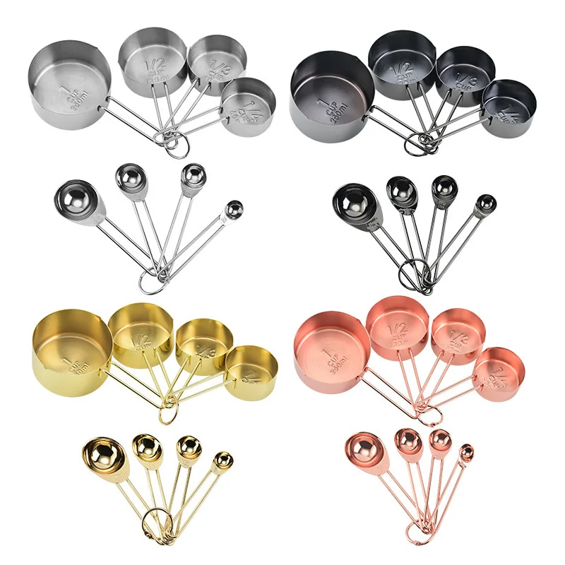 Stainless-Steel-Rose-Gold-Measuring-Spoons-Set-Tea-Coffee-Flour-Liquid ...
