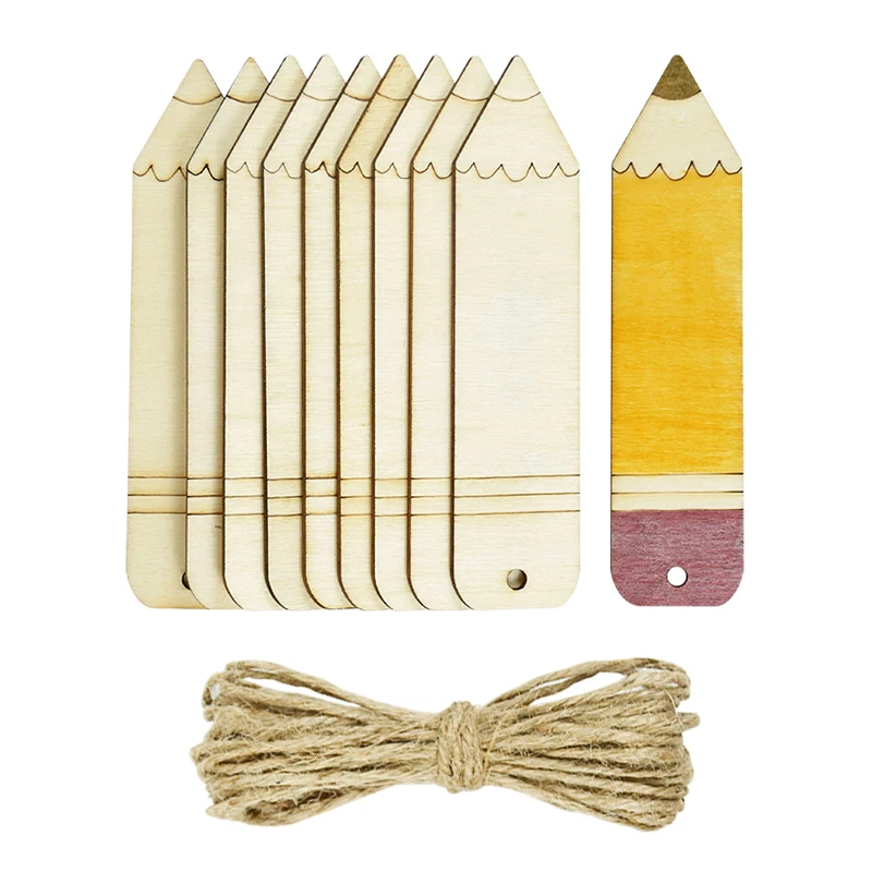 10pcs-Blank-Wooden-Pencil-Shaped-Bookmark-With-5m-Rope-Unfinished ...