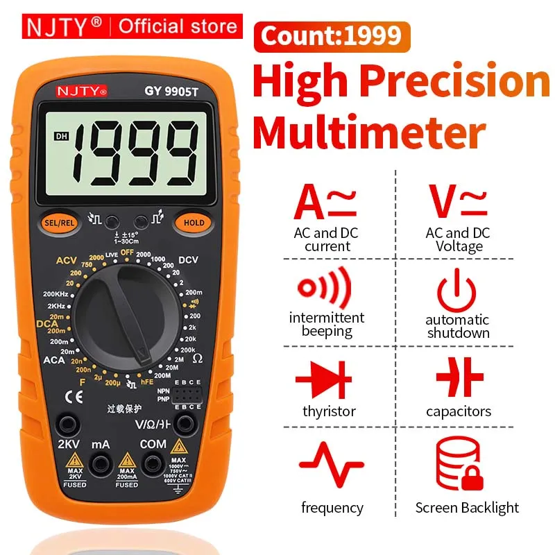NJTY-High-Voltage-Digital-Multimeter-2000V-AC-DC-Professional-Voltmeter ...