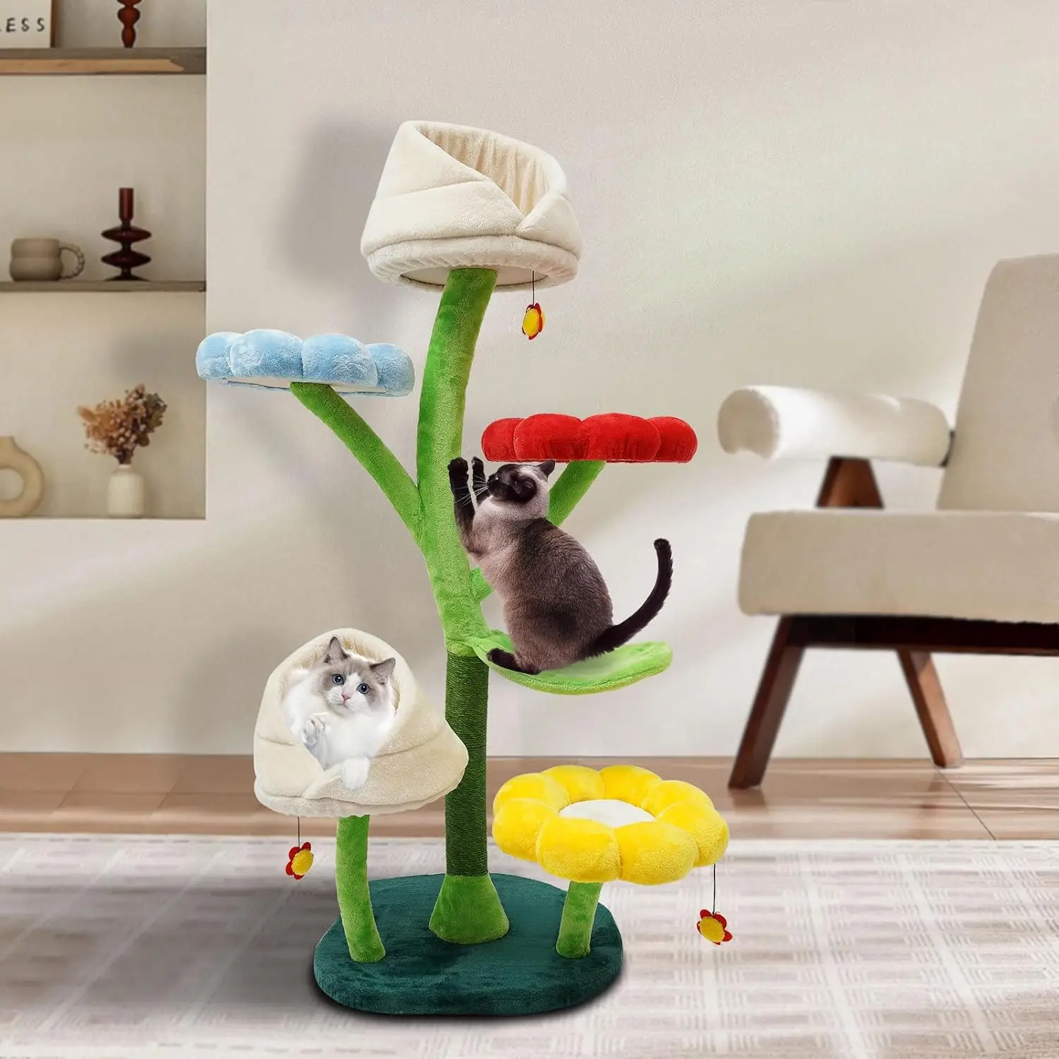 22-InchTall-Large-Cat-Tree-6-Tiers-Multi-Level-Tower-for-Cat-Flower ...