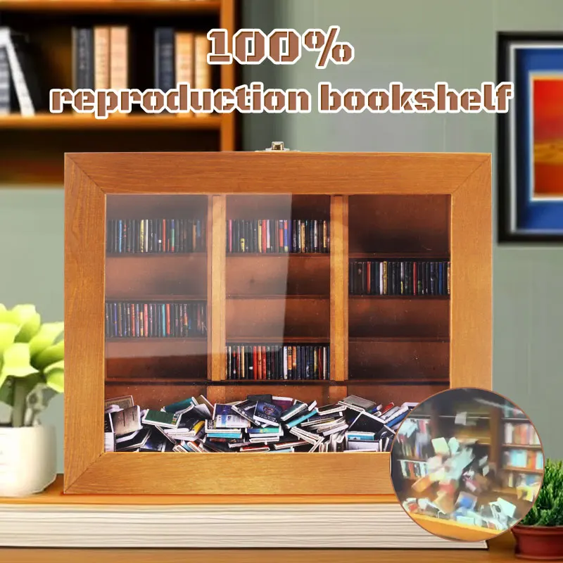 Relief-Anxiety-Bookshelf-with-200-Book-Miniature-Wooden-Bookshelf ...