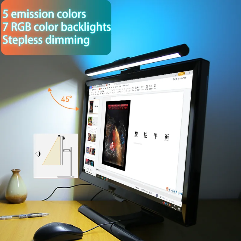 Led Monitor Light Bar Pc Computer Desk Escritórios Telas Lâmpadas USB ...