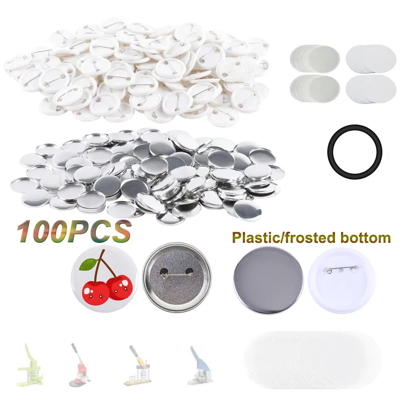 Blank-Button-Making-Supplies-100PCS-25-75mm-Round-Badge-Parts-Plastic ...